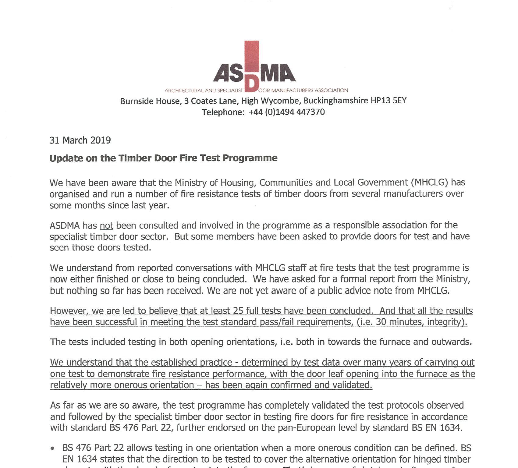 ASDMA Press release 27.03.19 | Flamebreak Technical